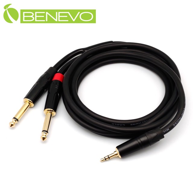 Benevo 2米 3.5mm立體聲轉雙6.3mm單聲道連接線 (BAU02003M6M2B) - PChome 24h購物