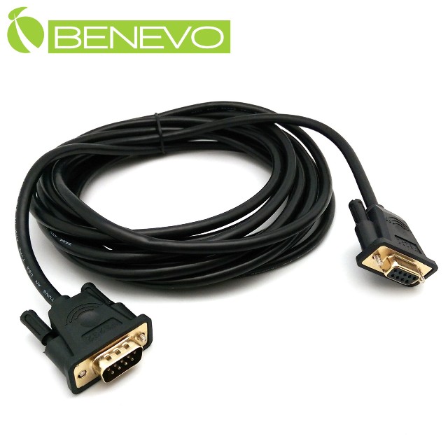 BENEVO專業直通型 5米 公對母鍍金接頭RS232串列埠訊號延長線 (BRS0500MFG) - BENEVO線上購物