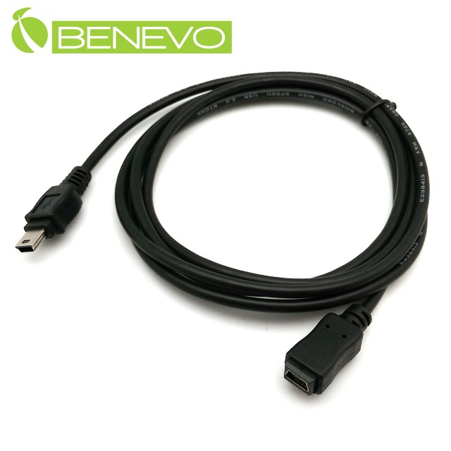 BENEVO 1.5米 USB2.0 MiniUSB(5pin) 公對母延長線 (BUSB0150MBMF) - BENEVO線上購物