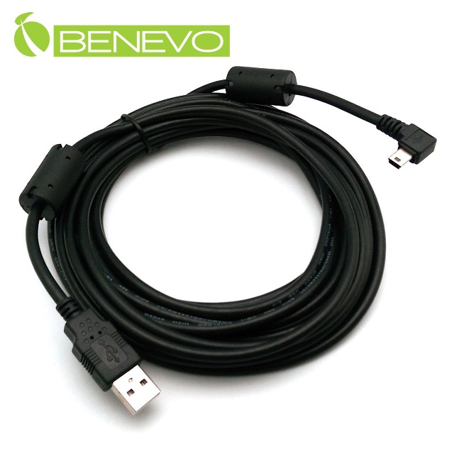 BENEVO右彎型 5米 USB2.0 A公轉Mini USB公 高隔離連接線(BUSB0500AMMBMR) - PChome 24h購物